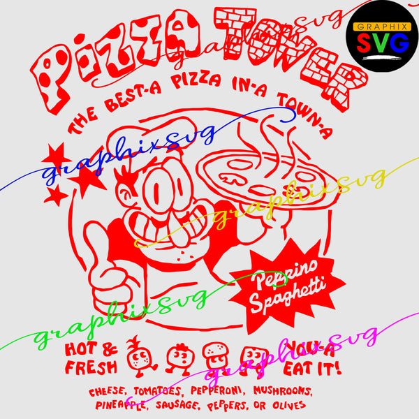 Pizza Tower SVG, Peppino Spaghetti svg, png, eps [all layered by color ...