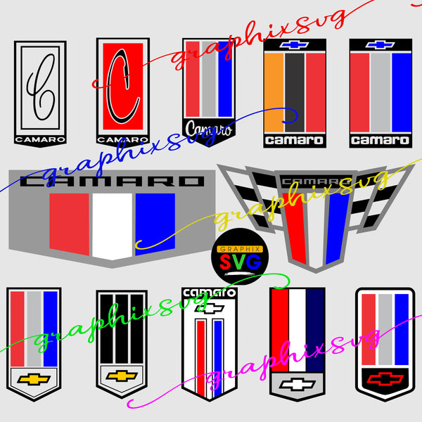 Camaro emblem SVG, Camaro emblem EPS, PNG {all layered by color vector ...