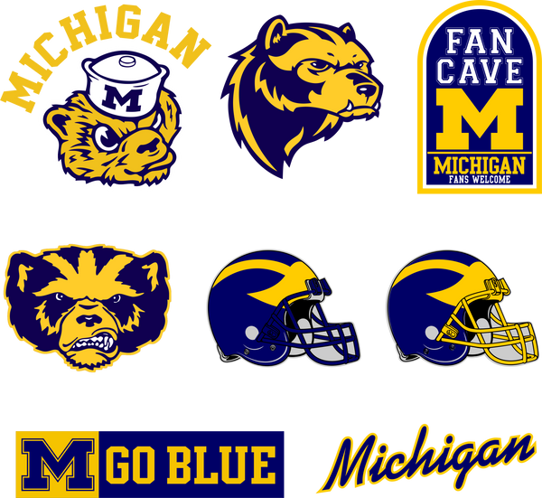 U OF M, Michigan Wolverines Football SVG, EPS, PNG. (all layered by co ...