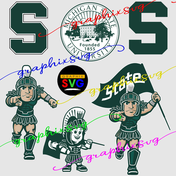 MSU, Michigan State Football SVG, EPS, PNG. (all layered by color vect ...