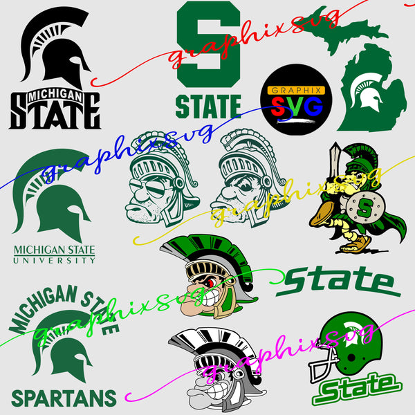 MSU, Michigan State Football SVG, EPS, PNG. (all layered by color vect ...