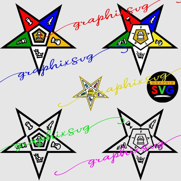 OES, Order of the Eastern Star SVG, EPS, PNG. [all layered by color fi ...