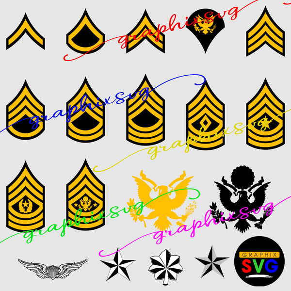 United States Army Enlisted Rank Insignia, U.S. Army Rank SVG, EPS, PN ...