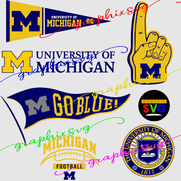 U OF M, Michigan Wolverines Football SVG, EPS, PNG. (all layered by co ...
