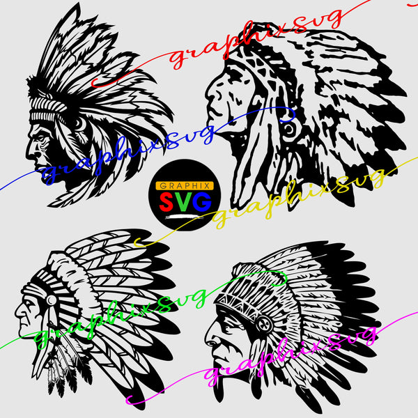 Native American SVG, Native American EPS, Indian Chief [all layered fi ...