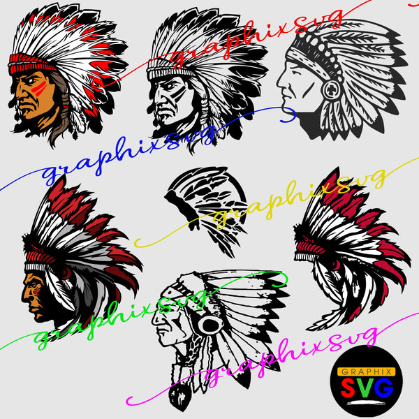 Native American SVG, Native American EPS, Indian Chief [all layered fi ...